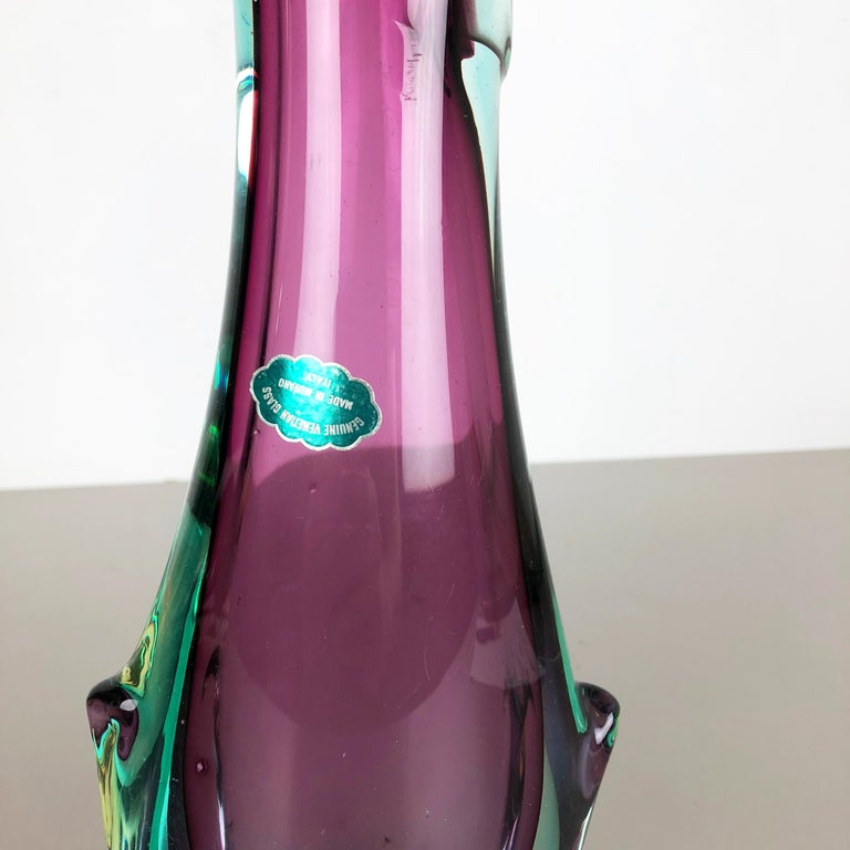 Extra Large Multi-Color Pink Heavy Large Murano Glass Sommerso Vase ...