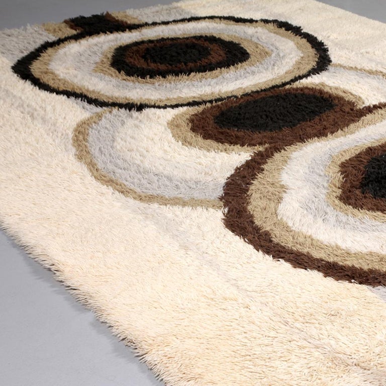Extra Large Original Scandinavian High Pile Beige Rya Rug by Ege ...