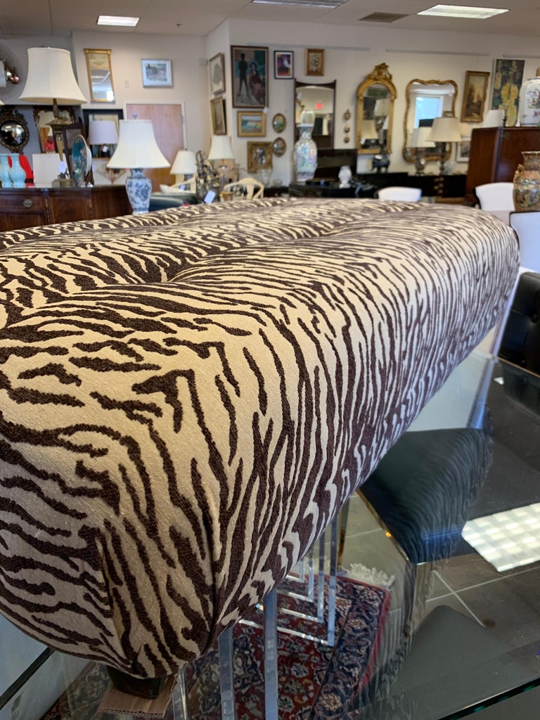 Extra Large Ottoman Pouf Newly Upholstered in a Brown and Tan Zebra ...