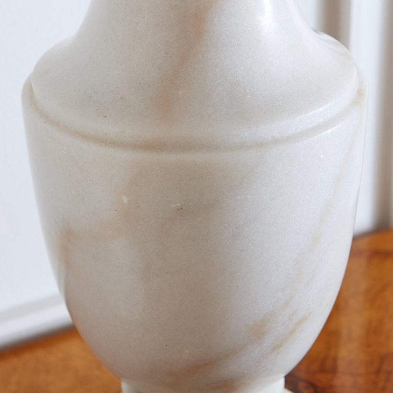 Extra Large Pair of White Carrara Marble Vases For Sale at 1stDibs