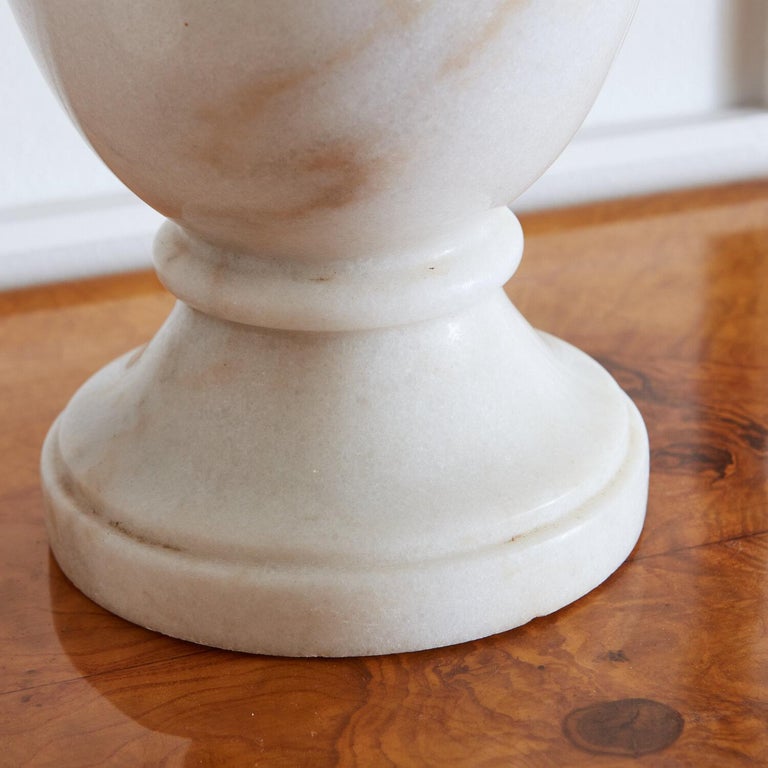 Extra Large Pair of White Carrara Marble Vases For Sale at 1stDibs