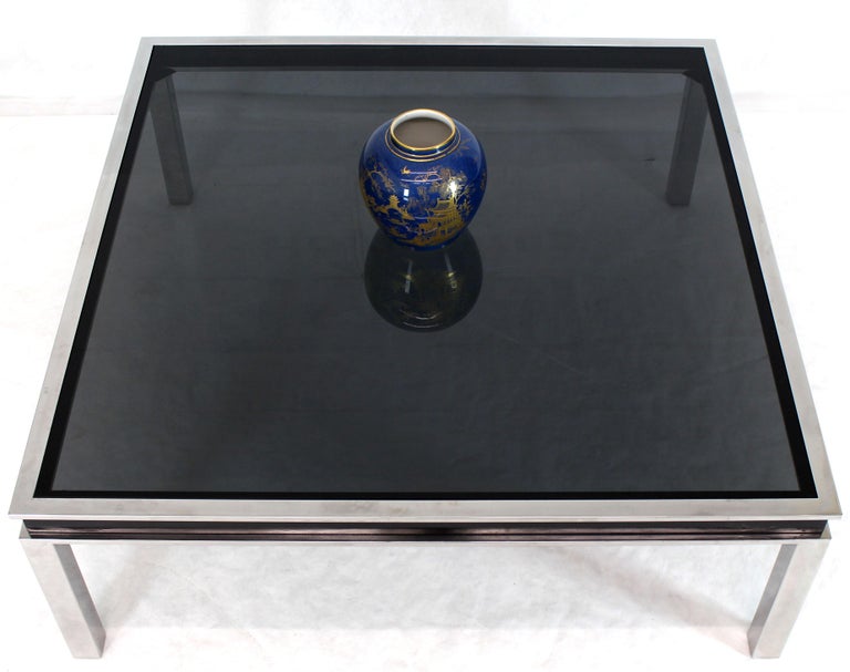 Extra Large Polished Chrome Square Mid Century Modern Coffee Table ...