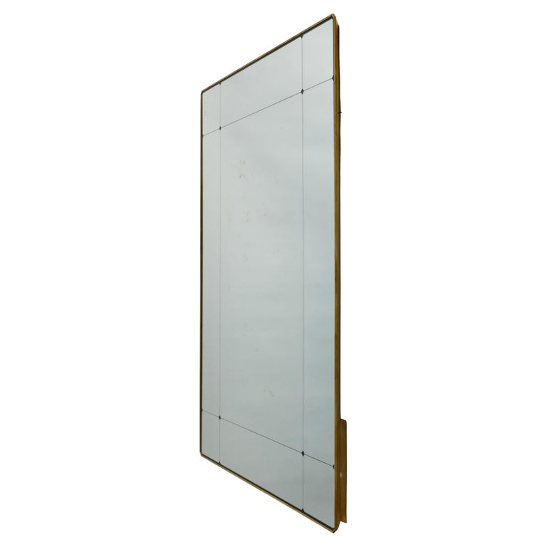 Extra Large Rectangular Mid Century Mirror with Brass Frame, Italy ...