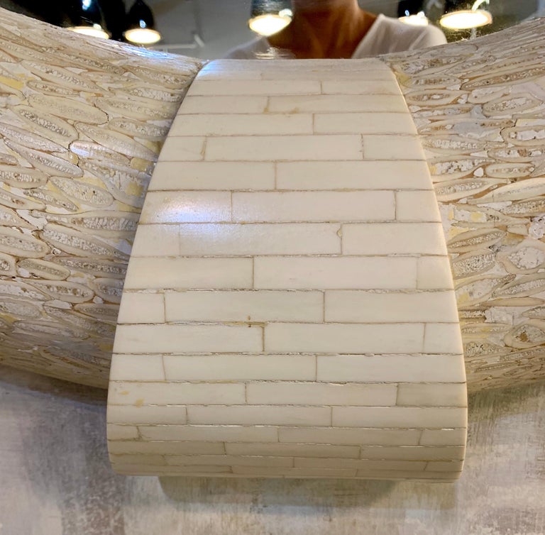 Extra Large Round Tessellated Marble Stone Architectural Mirror at ...