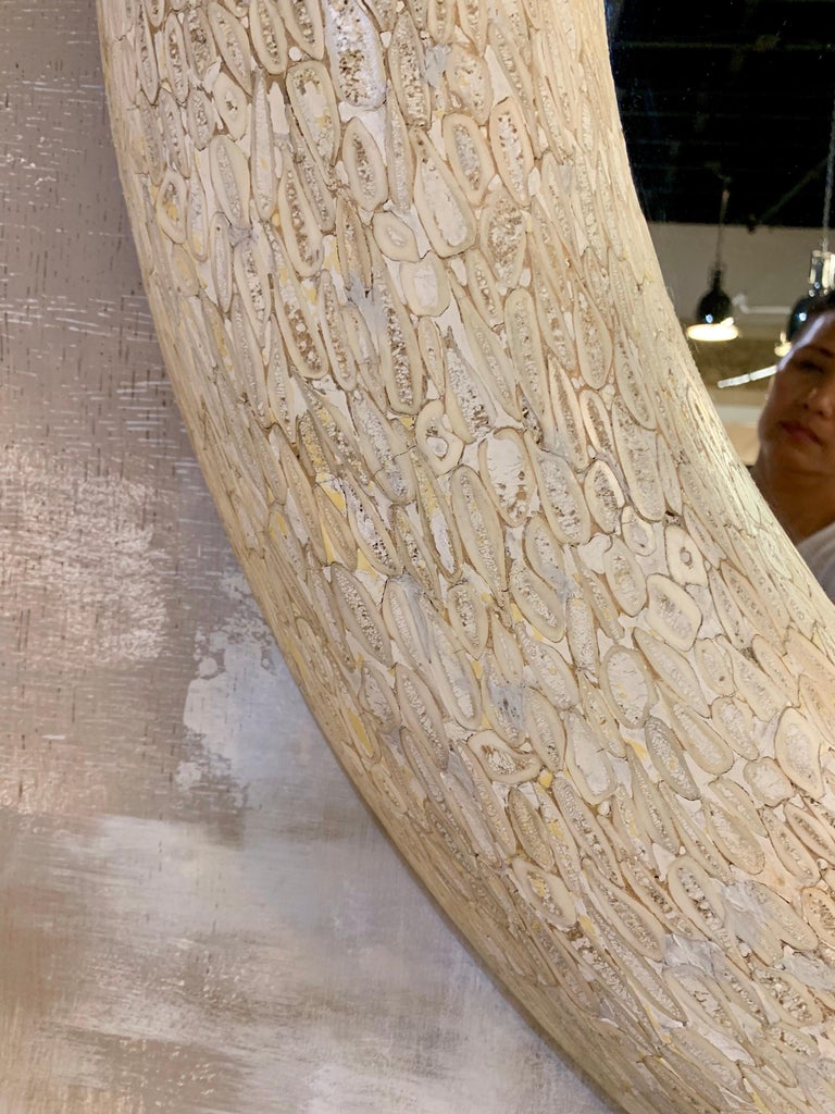 Extra Large Round Tessellated Marble Stone Architectural Mirror at ...