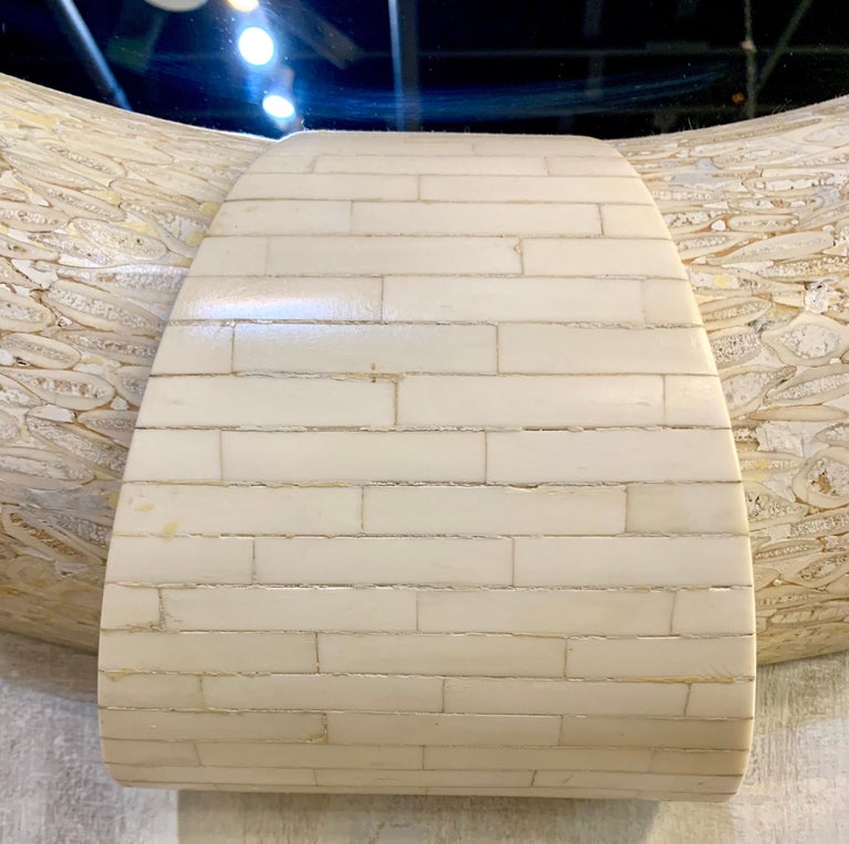 Extra Large Round Tessellated Marble Stone Architectural Mirror at ...