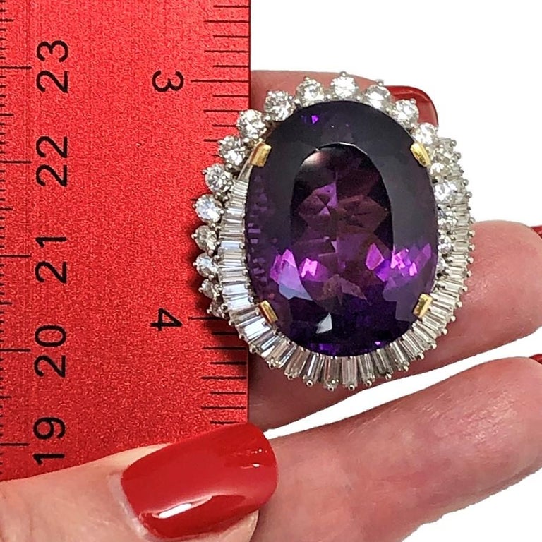 Extra Large Scale Amethyst Gold and Diamond Ring at 1stDibs