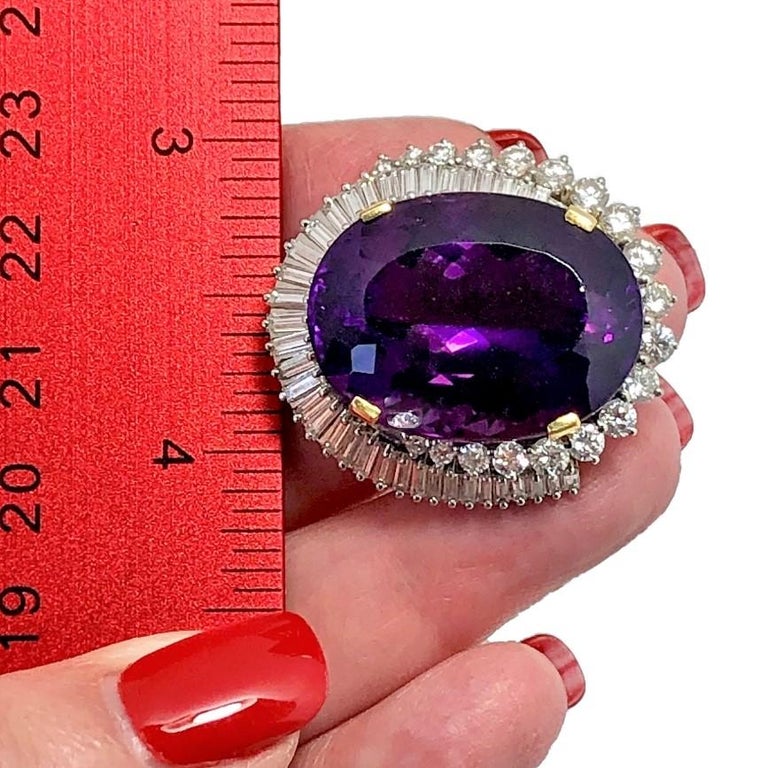 Extra Large Scale Amethyst Gold and Diamond Ring at 1stDibs