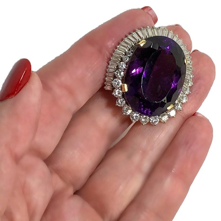 Extra Large Scale Amethyst Gold and Diamond Ring at 1stDibs