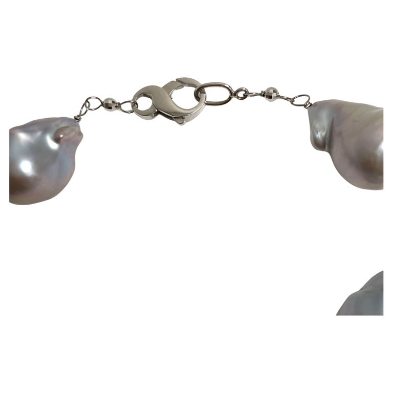 Extra Large Silver Gray Freshwater Pearl Necklace For Sale At 1stdibs