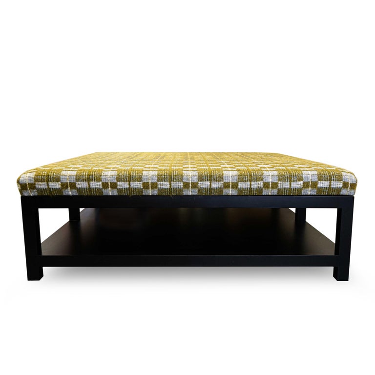Extra Large Square Ottoman in Check Jacquard Wool Blend For Sale at 1stDibs