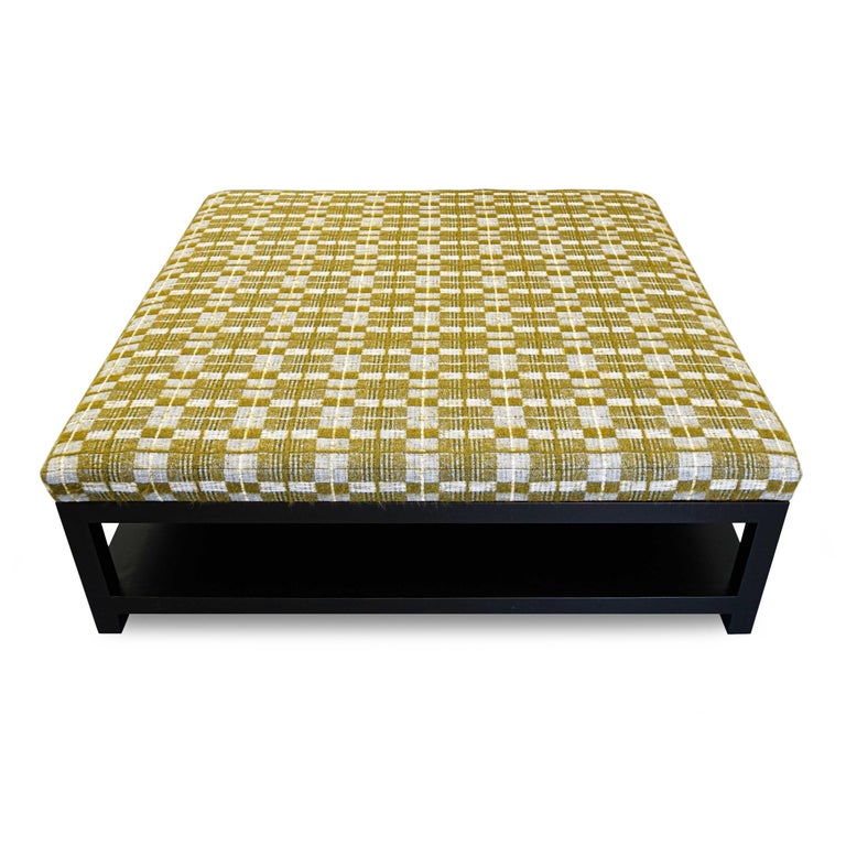 Extra Large Square Ottoman in Check Jacquard Wool Blend For Sale at 1stDibs