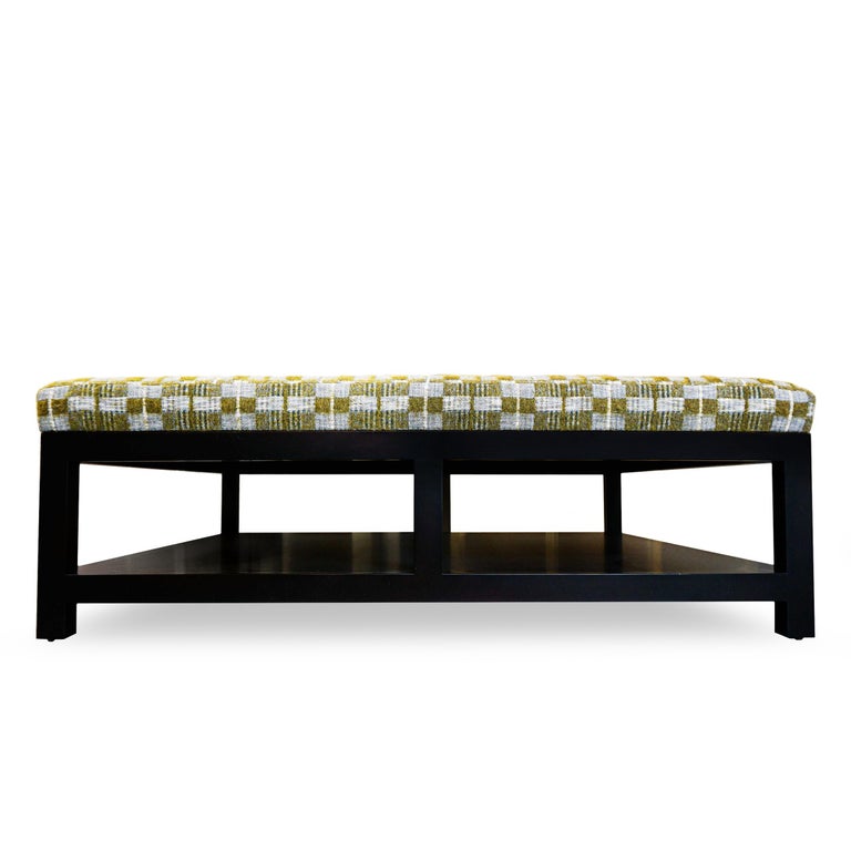 Extra Large Square Ottoman in Check Jacquard Wool Blend For Sale at 1stDibs