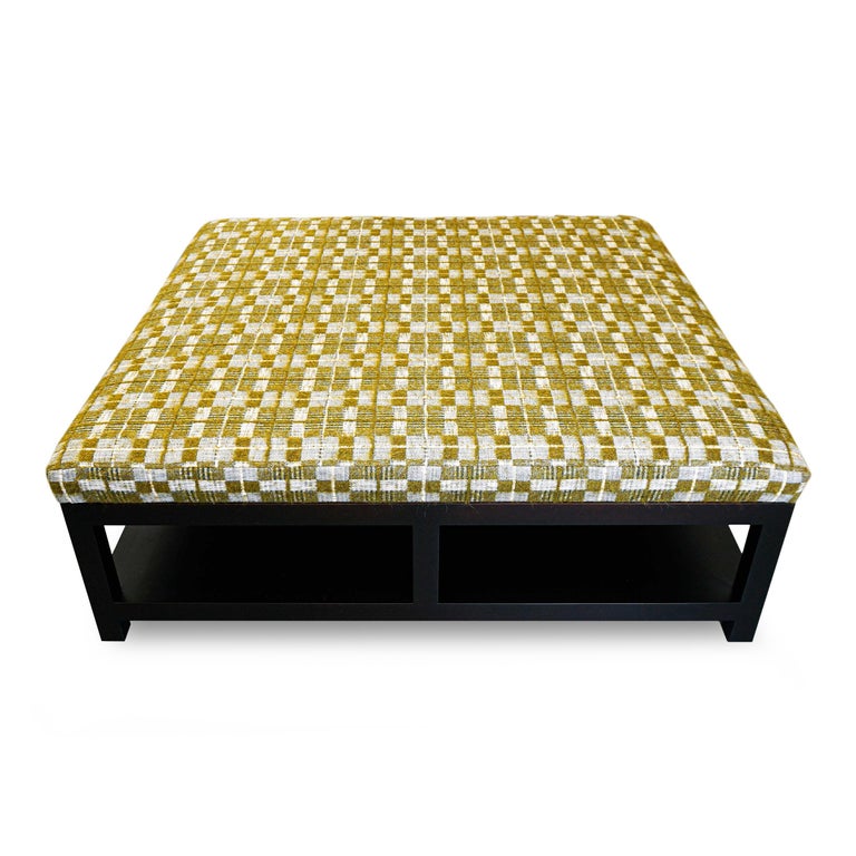 Extra Large Square Ottoman in Check Jacquard Wool Blend For Sale at 1stDibs