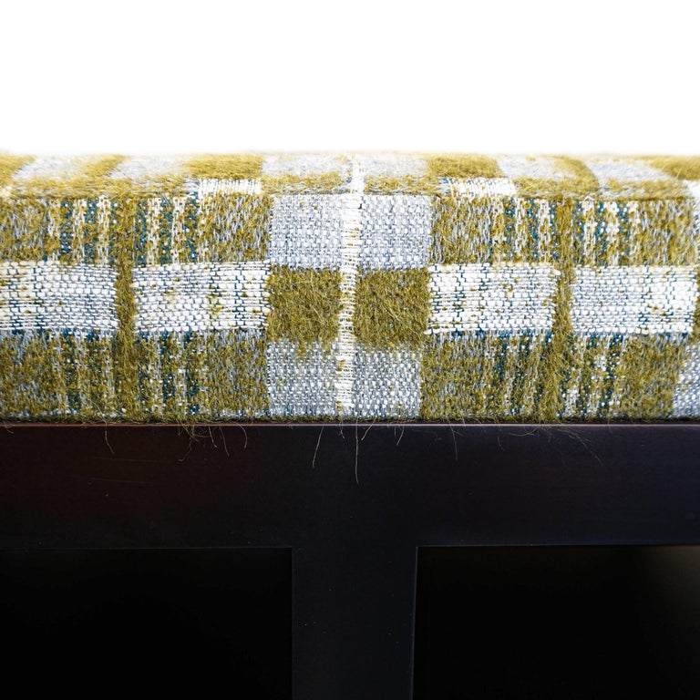 Extra Large Square Ottoman in Check Jacquard Wool Blend For Sale at 1stDibs
