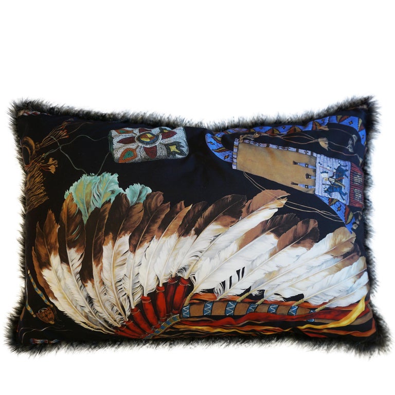 Extra Large Throw Pillows with Native American Headdress Print For Sale ...