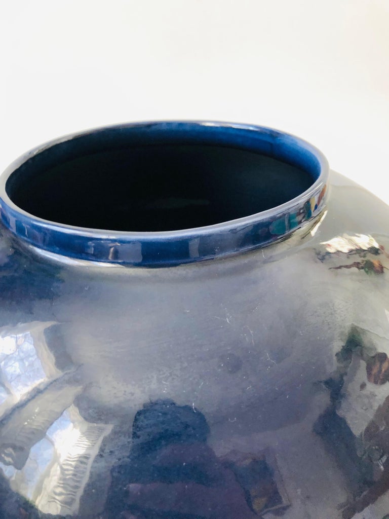 Extra Large Vintage 80s Modern Blue Sphere Vase by Jaru / Floor Vase ...