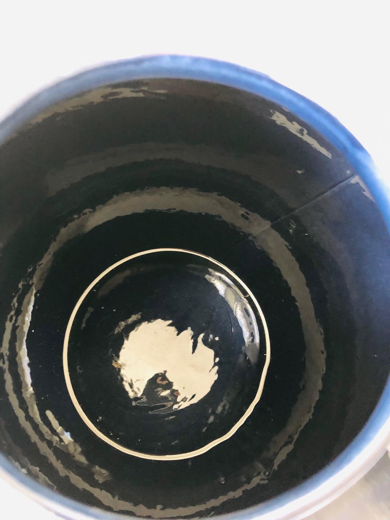 Extra Large Vintage 80s Modern Blue Sphere Vase by Jaru / Floor Vase ...