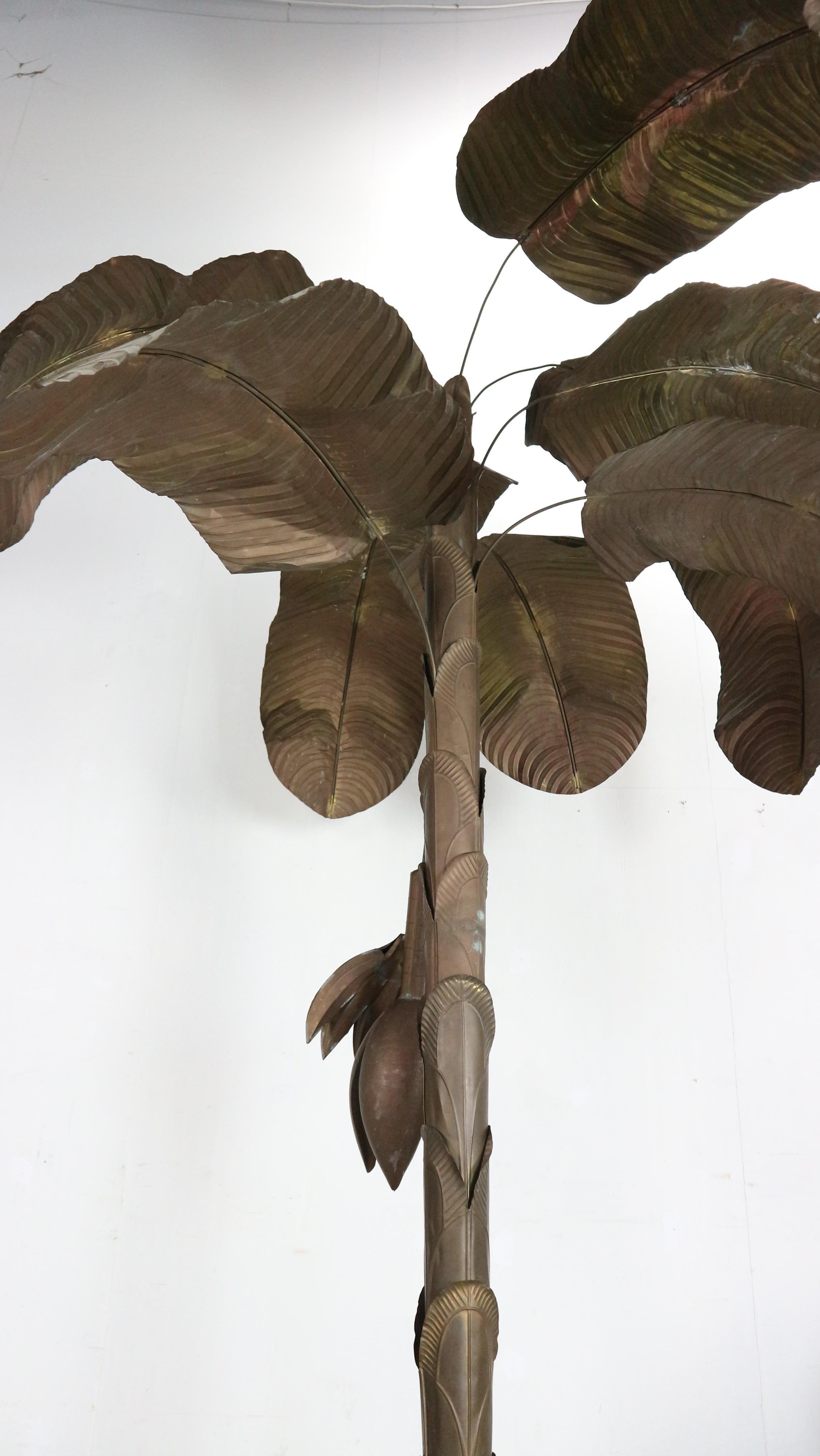 Extra Large Vintage Coastal French Maison Jansen Copper Banana Palm ...