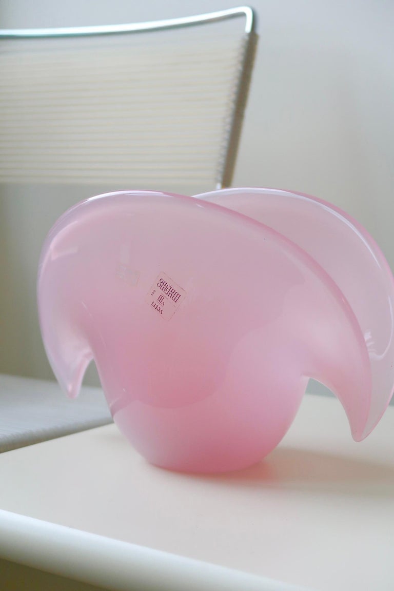 Extra Large Vintage Italian Murano Vetri 1970 Pink Opal Shell Glass ...