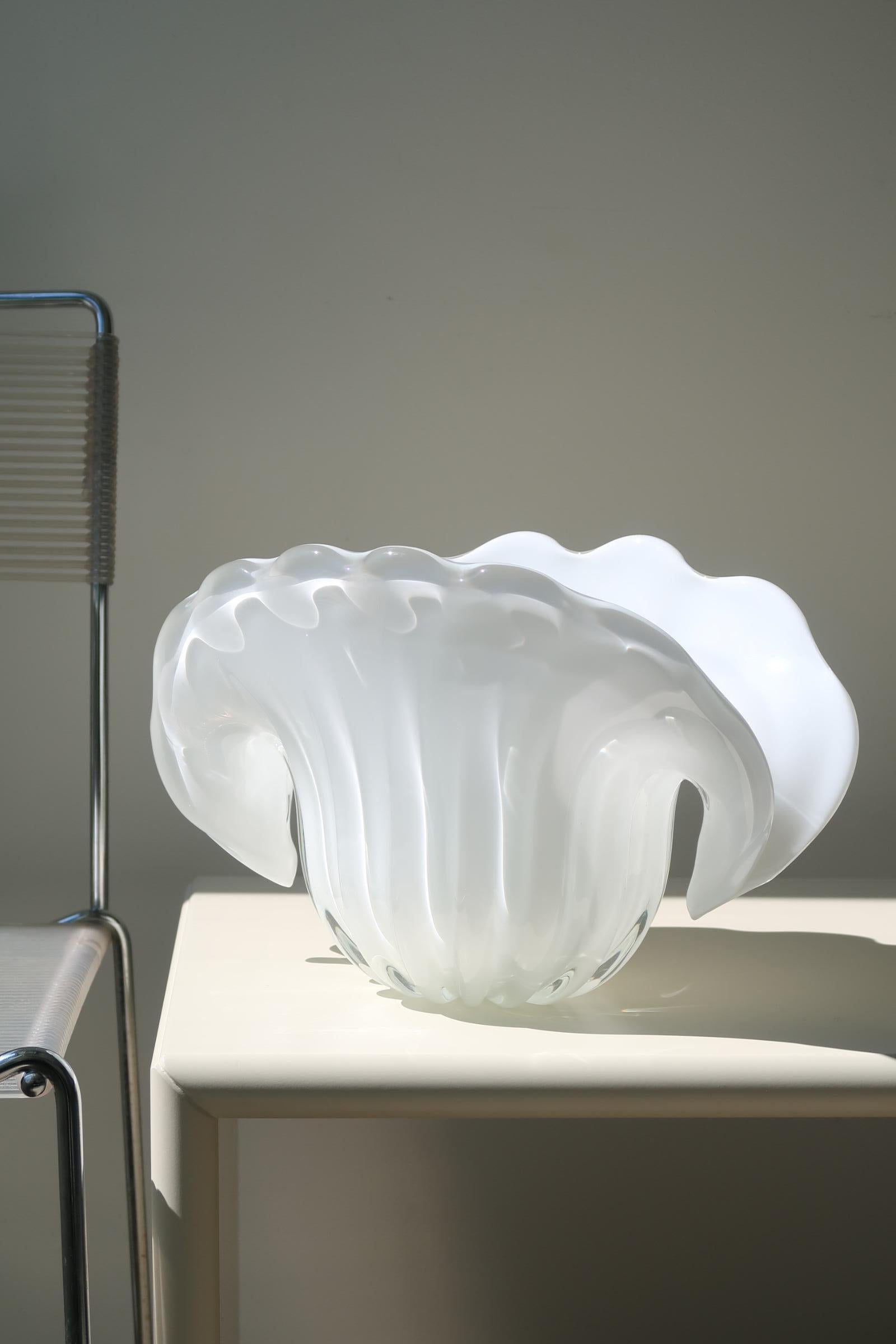 Extra Large Vintage Murano Formia Italian 70s Shell Clam Bowl Opal ...