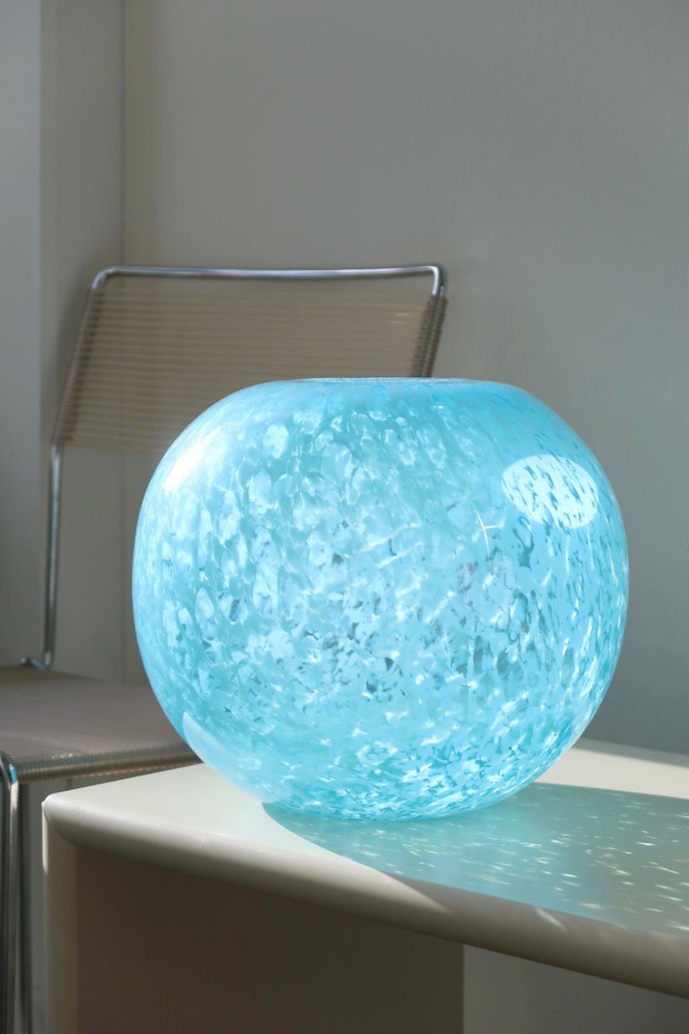 Extra Large Vintage Murano Italian Mouth Blown Blue Speckled Glass Vase ...