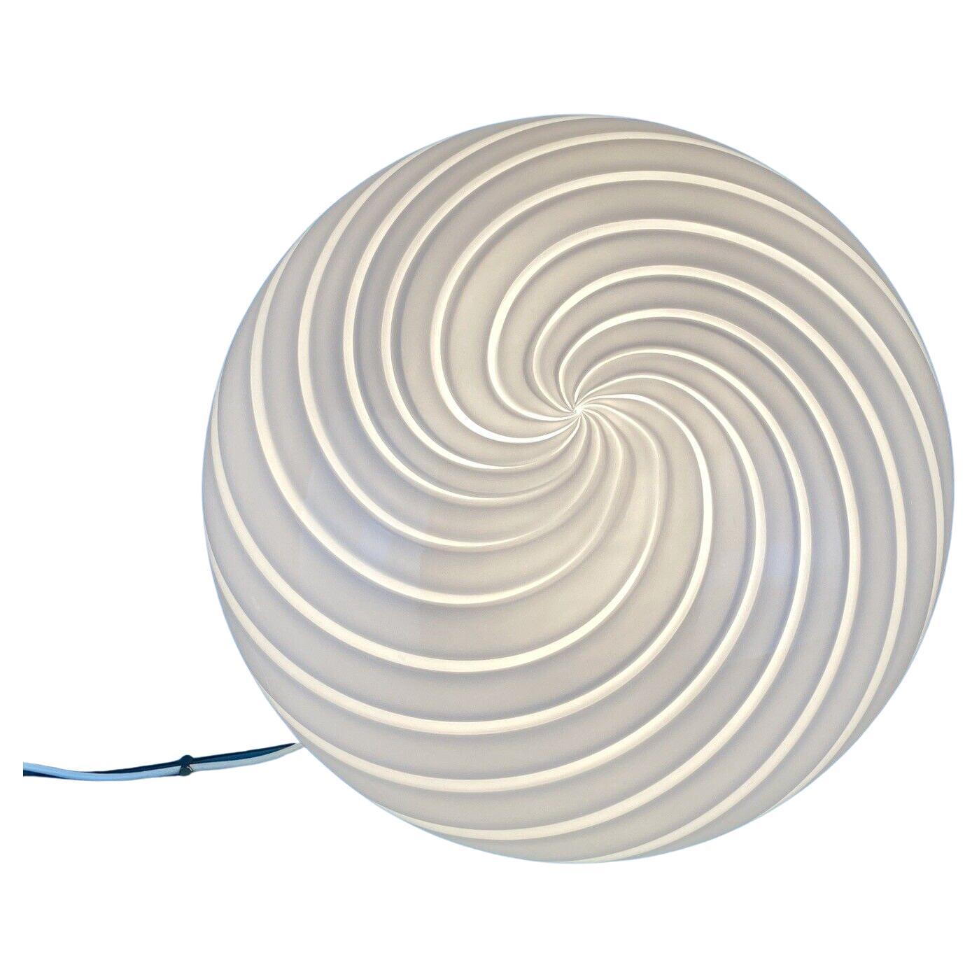 Extra large vintage Murano pendant chandelier white swirl glass brass, 1970s For Sale at 1stDibs