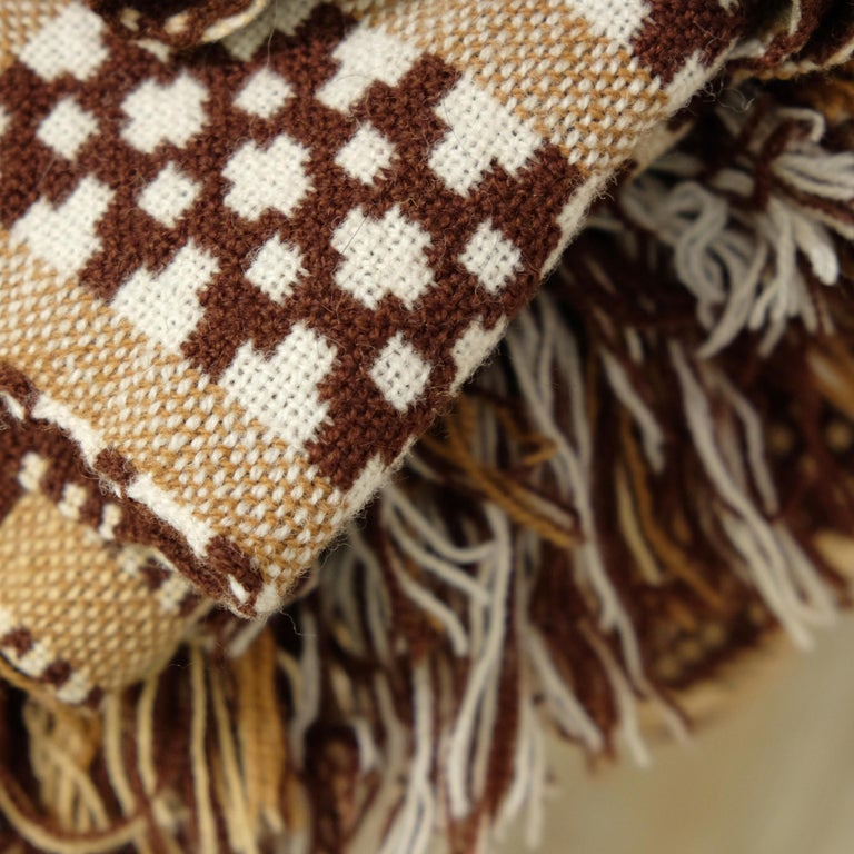 Extra Large Welsh Blanket in Neutral Brown and Cream Wool at 1stDibs