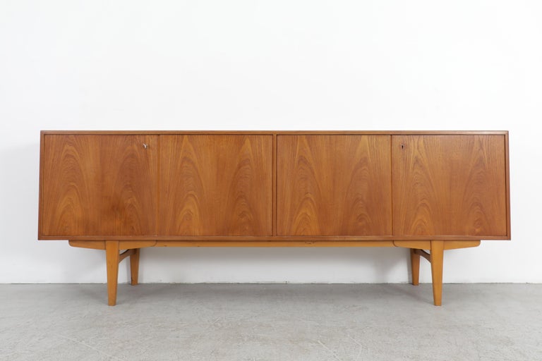 Extra Long Danish Teak Sideboard with Blonde Legs at 1stDibs