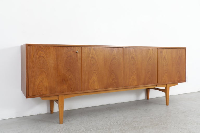 Extra Long Danish Teak Sideboard with Blonde Legs at 1stDibs