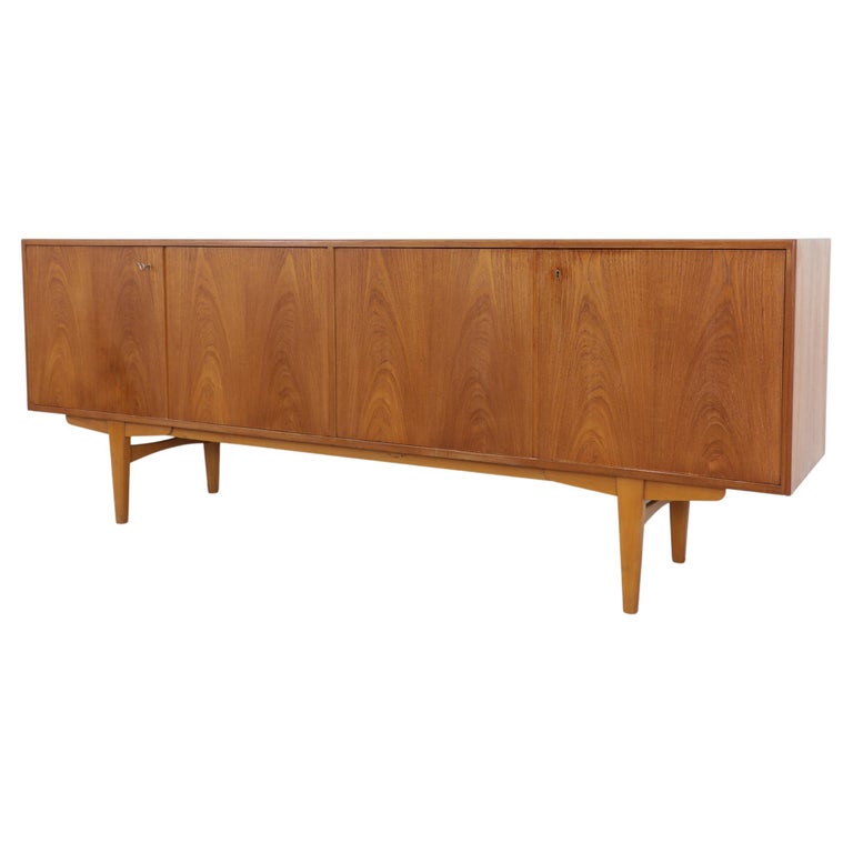 Extra Long Danish Teak Sideboard with Blonde Legs at 1stDibs