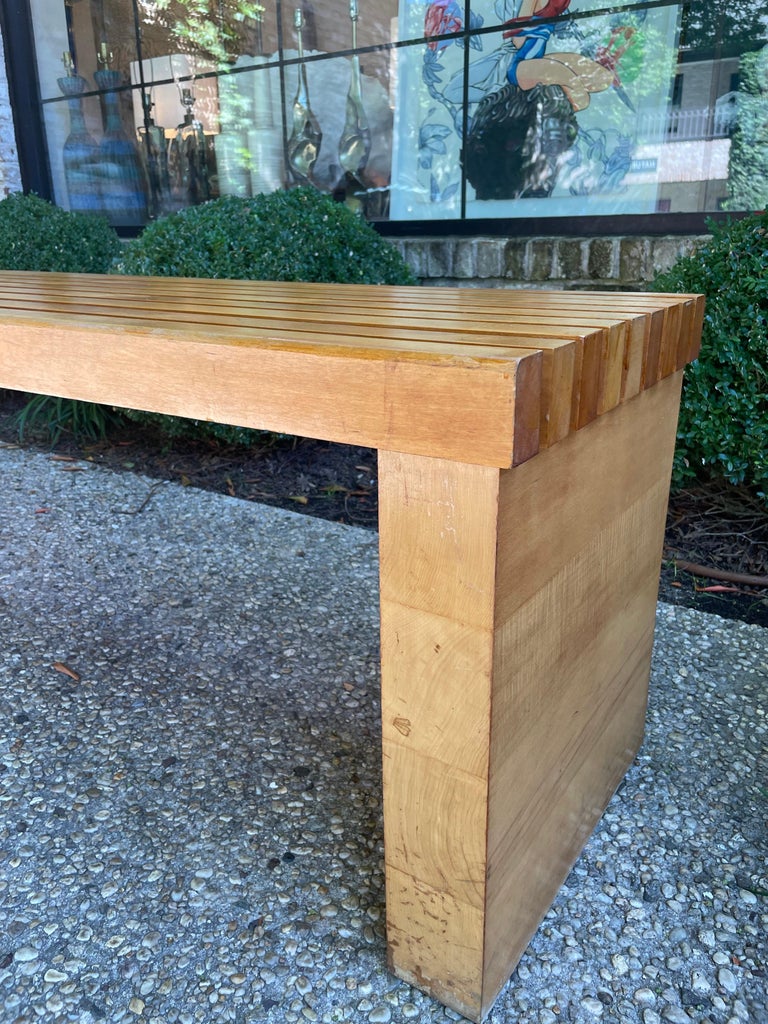 Extra Long Heavy Vintage Maple Wood Slatted Bench For Sale at 1stDibs ...
