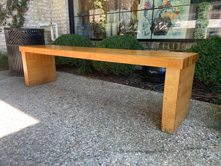 Extra Long Heavy Vintage Maple Wood Slatted Bench For Sale at 1stDibs ...
