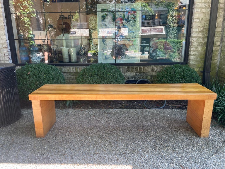 Extra Long Heavy Vintage Maple Wood Slatted Bench For Sale at 1stDibs ...