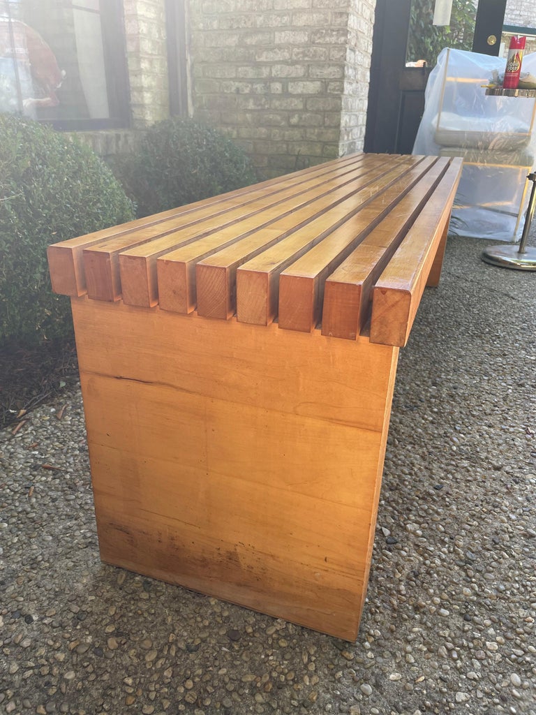 Extra Long Heavy Vintage Maple Wood Slatted Bench For Sale at 1stDibs ...