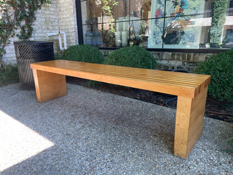 Extra Long Heavy Vintage Maple Wood Slatted Bench For Sale at 1stDibs ...