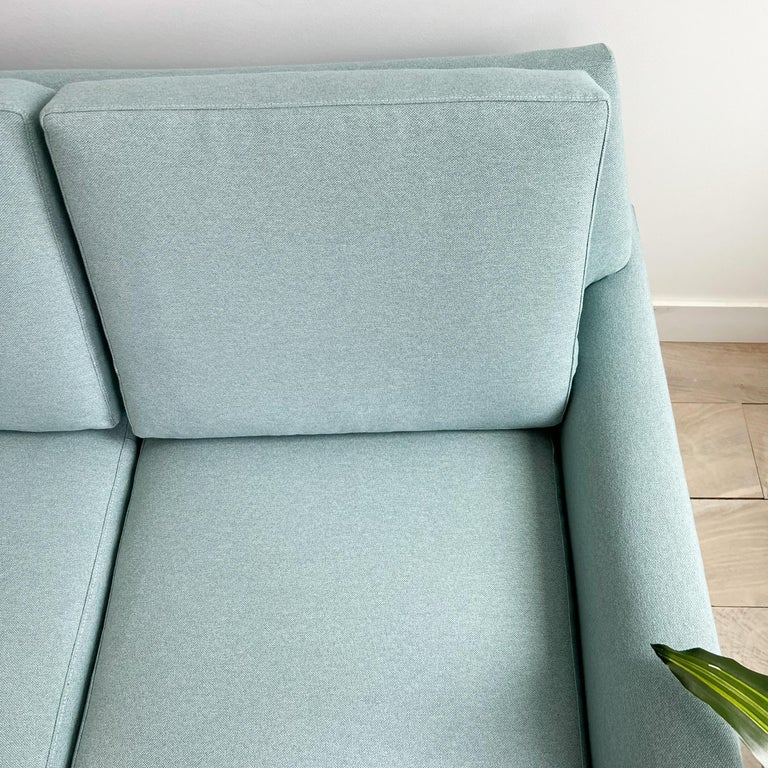 Extra Long Mid-Century Modern Sofa with Curved Back and Brass Legs For ...