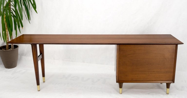 Extra Long Mid Century Modern Walnut Console Table w/ Two Door ...