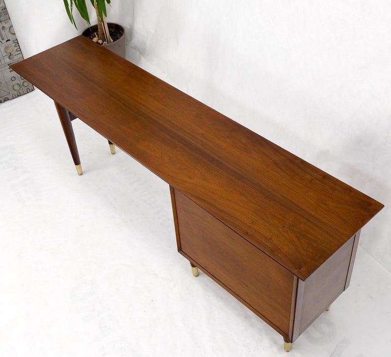Extra Long Mid Century Modern Walnut Console Table w/ Two Door ...
