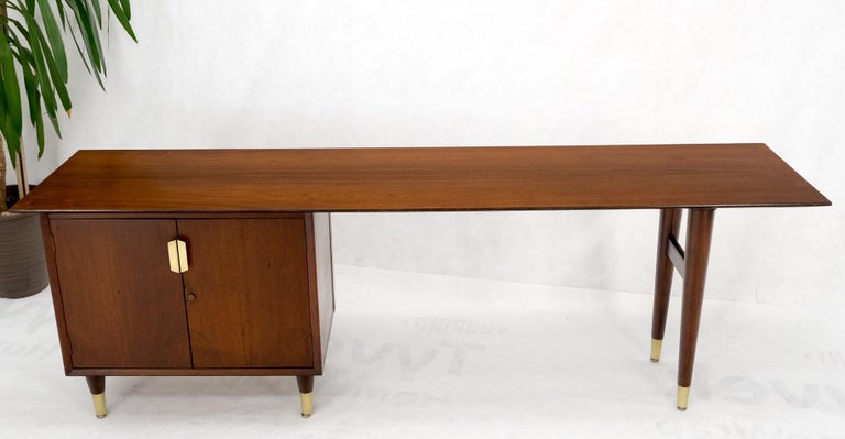 Extra Long Mid Century Modern Walnut Console Table w/ Two Door ...