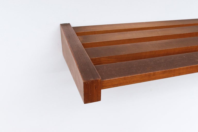 Extra Long Midcentury Teak Slat Wall Mounted Rack For Sale at 1stDibs