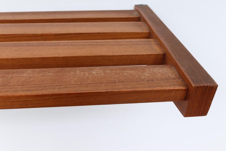 Extra Long Midcentury Teak Slat Wall Mounted Rack For Sale at 1stDibs