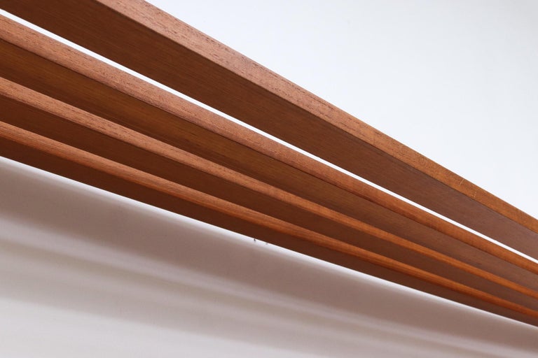 Extra Long Midcentury Teak Slat Wall Mounted Rack For Sale at 1stDibs