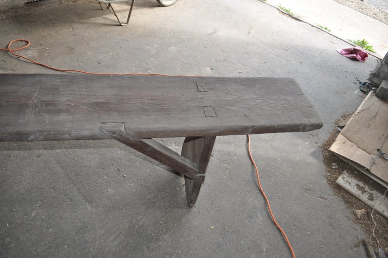 Extra Long Wood Bench at 1stDibs
