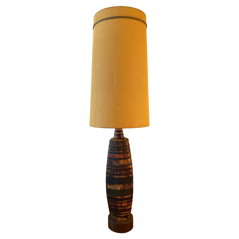 Lampe en céramique extra-large avec abat-jour original en toile de jute ...