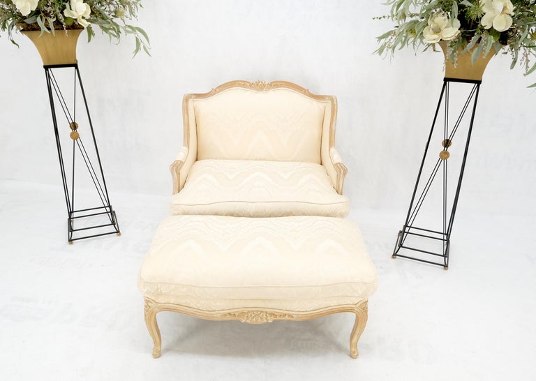Extra Wide Country French Lounge Chair W/ Matching Ottoman Beige ...