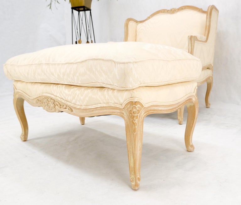 Extra Wide Country French Lounge Chair W/ Matching Ottoman Beige ...
