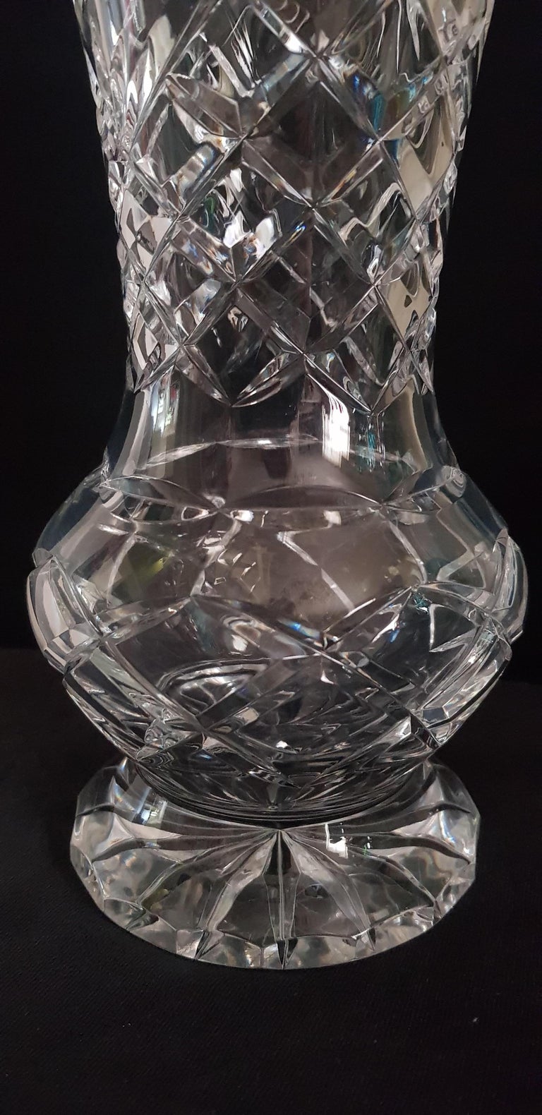 Extralarge Vitange Bohemian Fine Cut Crystal Vase For Sale at 1stDibs