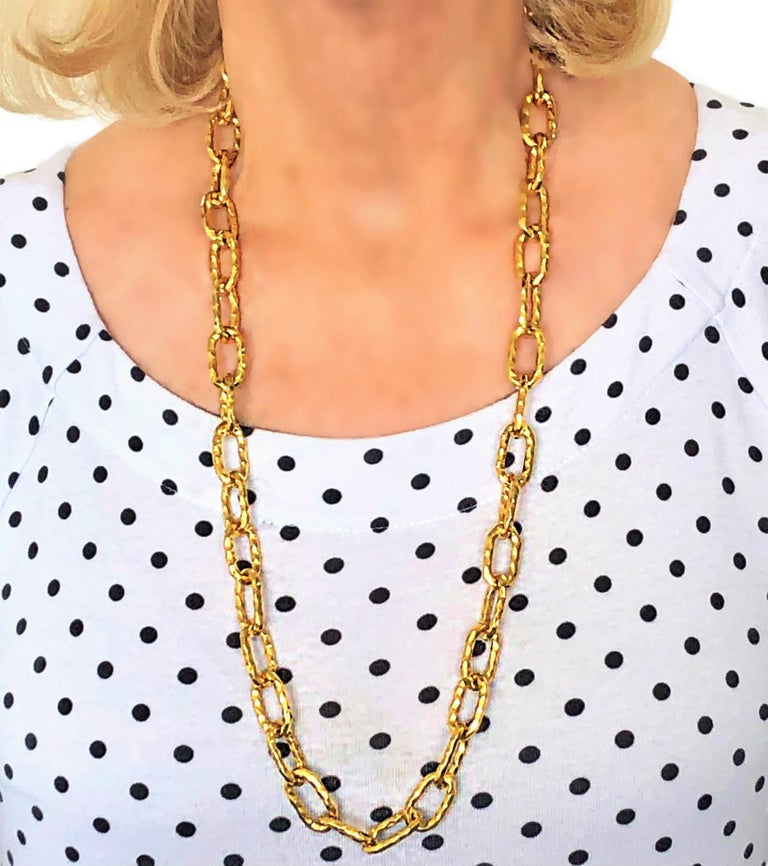 Extraordinary 22K Yellow Gold Long Chain by Jean Mahie at 1stDibs