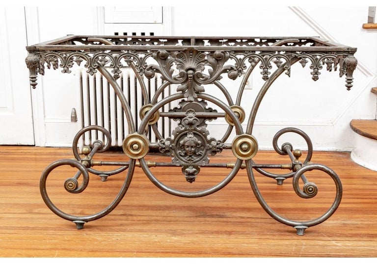 Extraordinary Antique French Iron and Brass Pastry Table with Glass Top ...